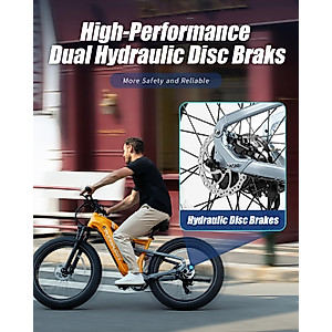 PUCKIPUPPY Electric Bike for Adults 1000W, 48V 20AH Battery Adult Electric Bicycles, 26" Fat Tire Full Suspension Ebike, 28MPH Mountain Beach E Bike, 7 Speed, 80Miles Range, UL Certified