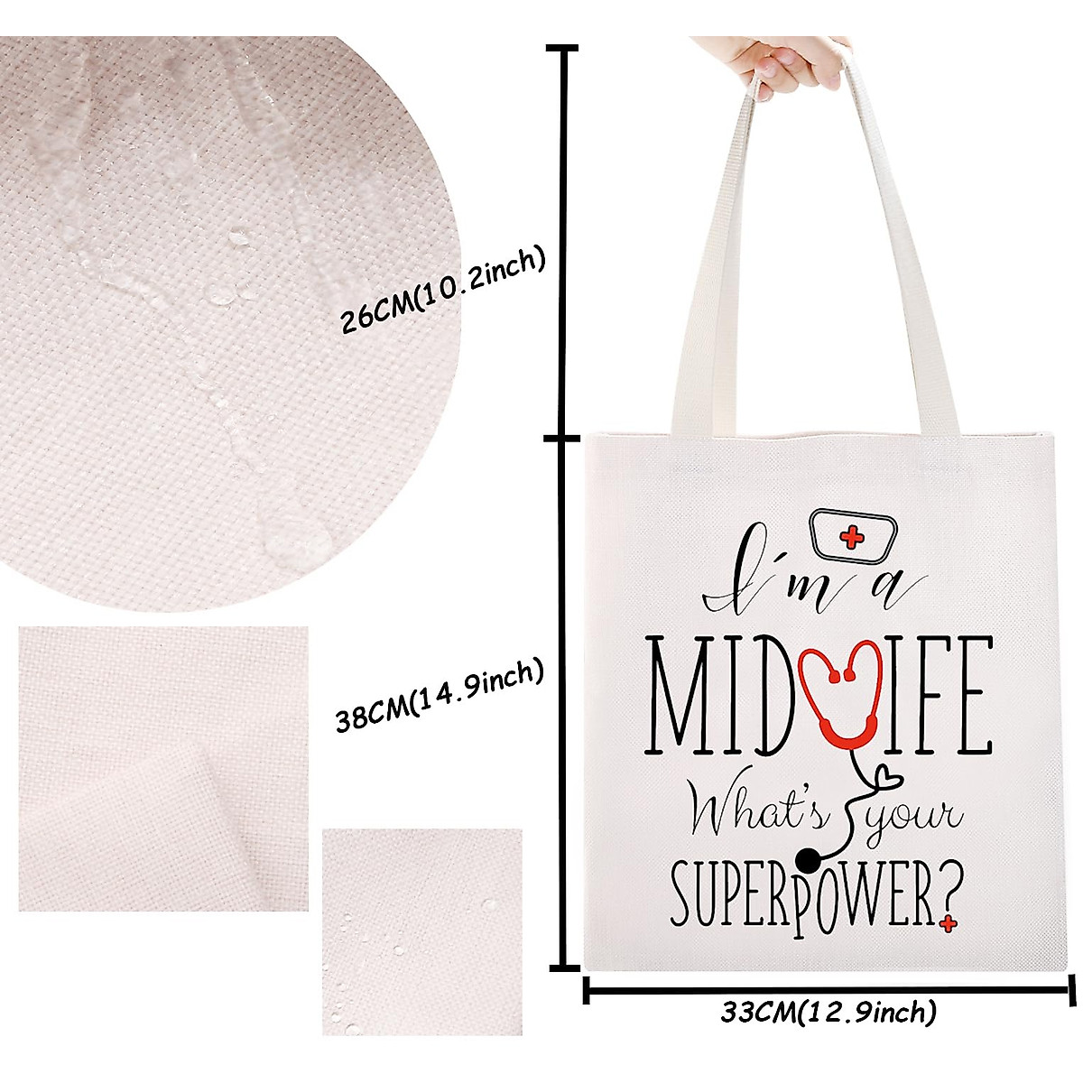 TSOTMO Midwife canvas tote bags Thank You Gifts Doula Nurse Gift Appreciation Gift I'm a Midwife what's your super power canvas tote bags (Midwife canvas)