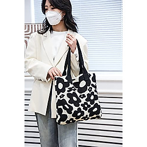 ENBEI Women's tote bags aesthetic Shoulder Handbags Hand crocheted Bags large Shoulder Shopping Bag large satchel cute Bag （flowers）
