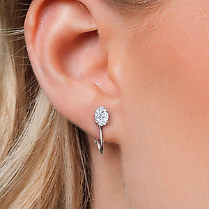 Gem Stone King 925 Sterling Silver Gemstone Birthstone Clip-On Earrings | Drop Earrings for Women | Oval 7X5MM | Gift For Women Mother Bridesmaids