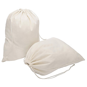 DR 100 Percent Cotton Muslin Drawstring Bags 12-Pack for Clothes Storage Pantry - Unbleached (10 x 15, Beige)