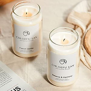 Chloefu LAN French Vanilla Scented Candles, Decorative Candles for Home, 11.3 Oz, Up to 72 Hours Burn, Natural Soy Aromatherapy Candles, Luxury Candles Large Jar Candles for Holiday Gift.