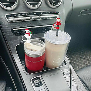 SEEZIZI 5 pcs Christmas Straw Covers Cap Toppers Compatible with Stanley 30&40 oz Tumbler Cups,Reusable Cute Silicone Straw Tips Lids Protectors for 0.4 in/10mm Stanley Cups Straws Accessories