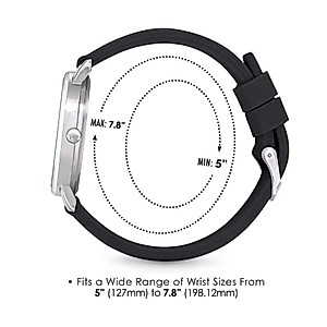 Speidel Original Scrub Watch™ Nurses Doctors Medical Professionals Students Men Women Easy Read Dial Military Time Red Second Hand Silicone Band Water Resistant-Black