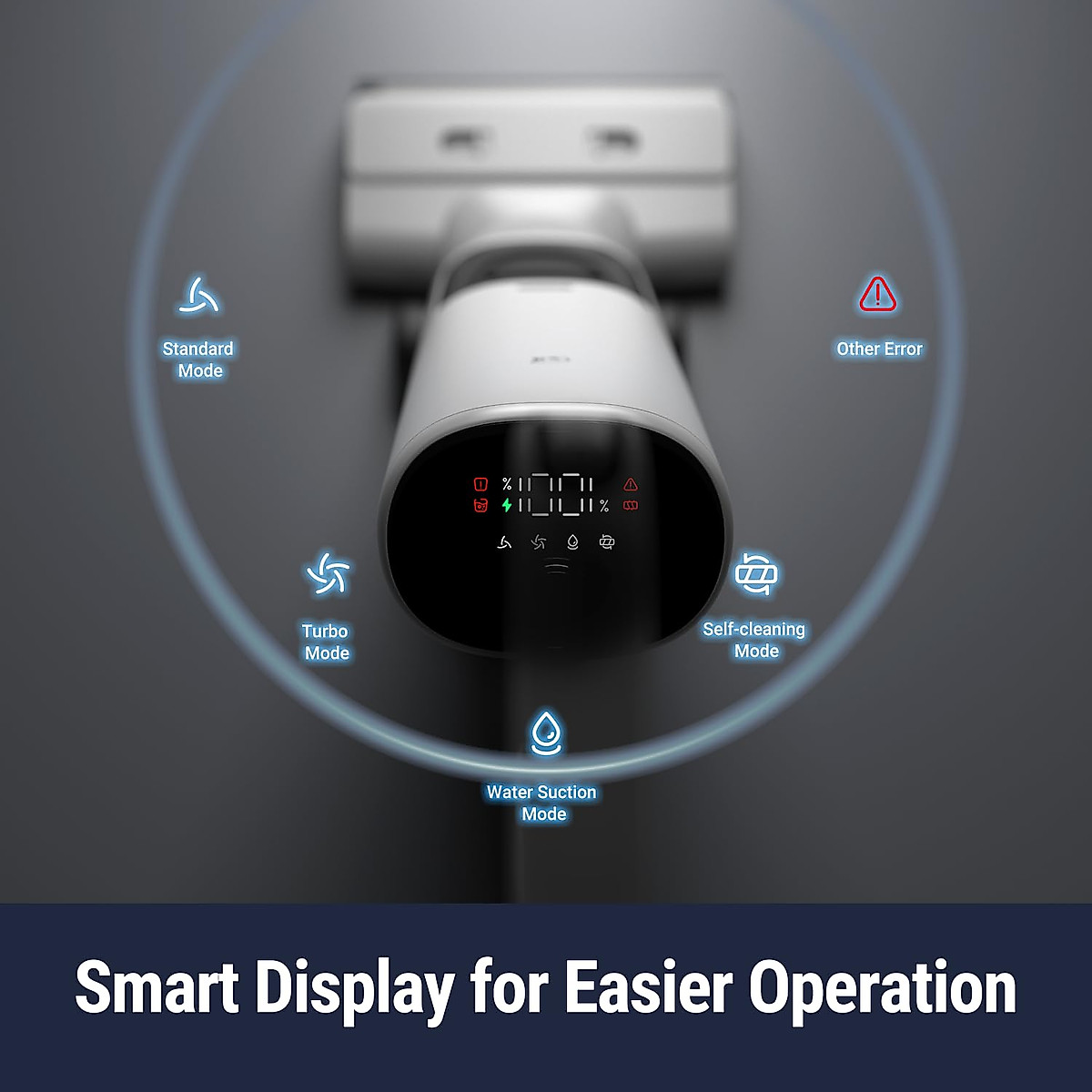 OSOTEK H200Lite Cordless Wet Dry Vacuum Cleaner and Mop for Hard Floors,Unique 180° Flat,Edge Clean, Digital Display, Anti-Tangle Brush for Pet Hair, Auto Self-Cleaning, Lightweight and Handheld