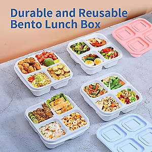 AQSXO Bento Snack Food Containers, Divided Food Storage with Lids for Travel, Reusable Meal Prep Lunch Containers 5 Pcs.