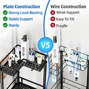 Kufutee Standing Shower Caddy Corner, 3 Tier Stainless Steel Shower Organizer Stand with Sturdy Metal Plate, Rustproof Bathroom Corner Shelf Floor Shower Stand