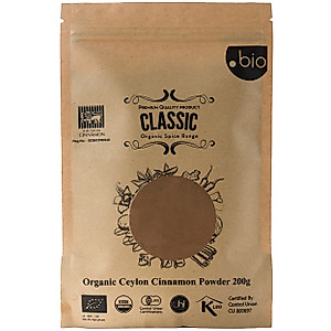 Organic Ceylon Cinnamon Powder | Certified USDA Organic and Kosher| Ceylon Cinnamon Powder Organic from Sri Lanka | Organic Cinnamon Ceylon from Sri Lanka| Premium Quality True Cinnamon Powder | 7 oz (200g) Eco-Friendly Resealable Bag