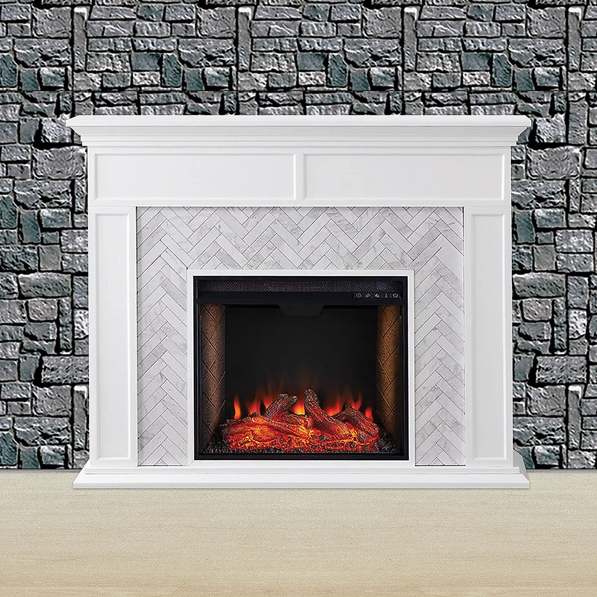 Beistle Brick Stone Wall Photography Backdrop Textured Look Photo Op Background for Weddings-Halloween Party Decorations, 4' x 30', Gray/Black