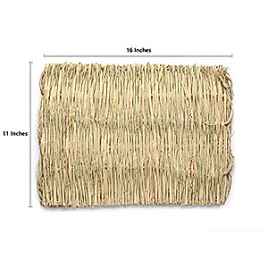 MIUPOO Pet Grass Woven Bed Mat,Small Animal Grass Mat Bedding,Pet Chew Grass Mat Toys Bed for Guinea Pig,Parrot,Rabbit,Hamster,Cat Dog and Small Animal,2 Pieces.