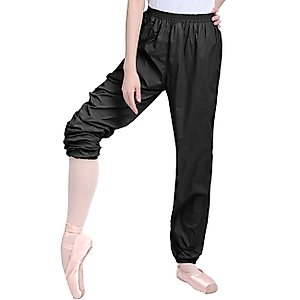 Daydance Black Women Dance Pants Ripstop Ballet Warm Up Perspiration Trousers