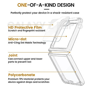 VEGO for Samsung Galaxy Z Flip 5 Case with Screen Protector, TPU Crystal Clear Case, Ultra Slim, Wear-Resistant, Spray Paint Bumper Cover Case for Flip 5 Phone Case - Full Clear