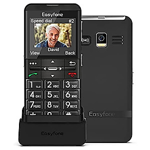 Easyfone Prime-A7 4G Big Button Cell Phone for Seniors | Easy-to-use | Clear Sound | 2.0'' HD Display | SOS Button w/GPS | Unlocked (T-Mobile & MVNOs) | 1500Mah Battery and Charging Dock (Black)