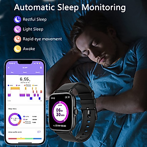 VAOYAO Smart Watch Fitness Tracker for Men Women, 1.69" Full Touch Screen with Heart Rate Monitor, Sleep Tracker, Step Counter, Message Call Reminder, Smartwatch for Android Phones iOS, Black