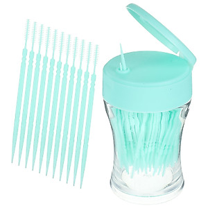 200pcs Double-Head Toothpicks Soft Plastic Oral Care Interdental Floss Cleaners Floss Picks,Braces flossers,Floss for Braces,Floss Sticks for Adults(Sky-Blue)