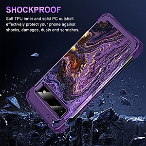 Miqala Google Pixel 6A Heavy Duty Case: Shockproof, Anti-Scratch, with 2 Tempered Glass & Camera Lens Protectors - Purple