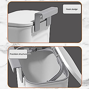 Hanging Trash Can with Lid, Kitchen Cabinet Door Hanging Trash Can,Cover Cabinet Trash Can,Reusable Door Hanging Trash Can,Under Sink Door Trash,for Can RV, Kitchen,Bathroom (White)