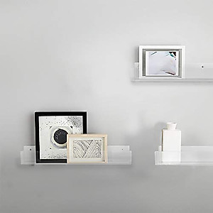 VIVO Dual Acrylic 24 inch Floating Bookshelves for Wall Display, Clear Organizer Shelves for Kids Room, Nursery, Office, and More 2-Pack, MOUNT-SF24C