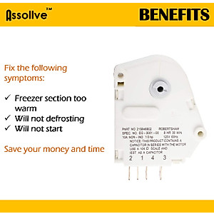 Assollve 2 PACKS 215846602 Refrigerator Defrost Timer Replacement Part Compatible with 215846606 240371001 241621501 AP2111929 PS423801 and more
