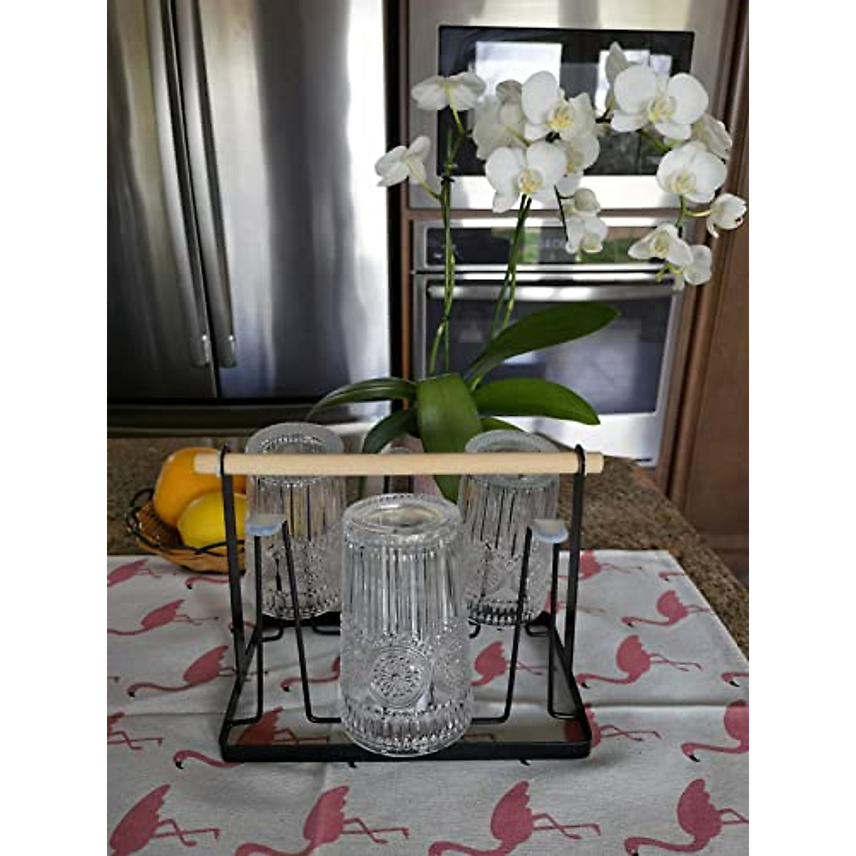 Cup Drying Rack Metal Drainer Holder Rack Cups Organizer with Wood Handle Bottle Drying Rack Dish Drying Rack