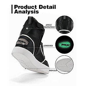 IRON JIA'S Motorcycle Shoes, Men Streetbike Casual Motorcycle Riding Boots Waterproof Anti-Slip Breathable Ankle Support Protective Gear Power Sport Footwear Black