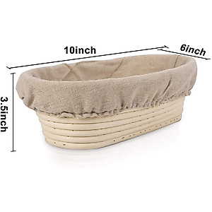 Bread Proofing Basket Set Of 2 Round and Oval, Banneton Proofing Basket + Danish Dough Whisk + Bread Scoring Lame + Stainless Steel Dough Scraper + Flexible Dough Scraper, Sourdough Tools Kit