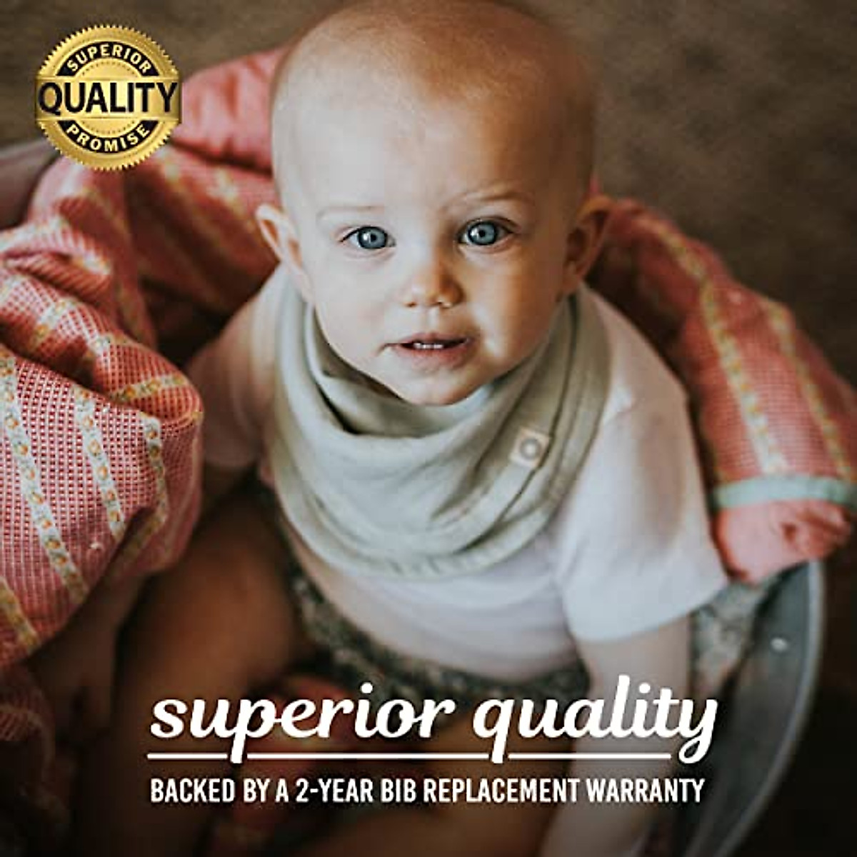 Kishu Baby Indi GOTS Organic Infinity Scarf Bib Set - 4-Way Reversible, 8 Layer Muslin Drool Bibs (Sage, Lavender, Peach)