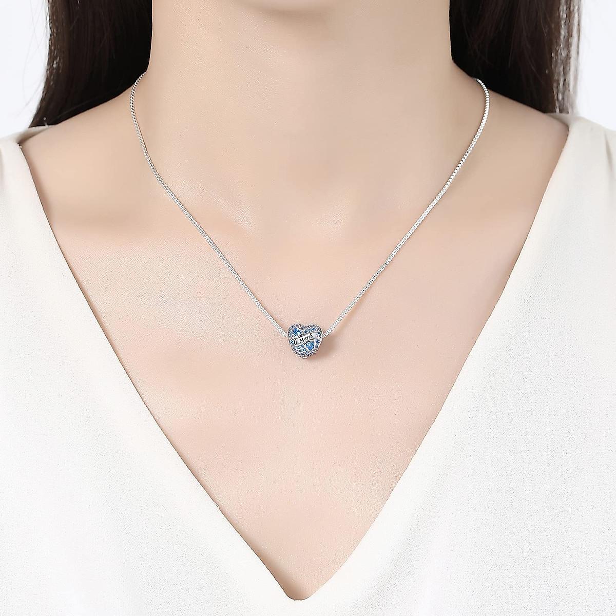 IBAGKE Birthstone Charms for European Bracelet 925 Sterling Silver Dangle Charm Beads Pendants for Bracelets Charms DIY Jewelry birthday Gift for Women (March Birthday Charms)