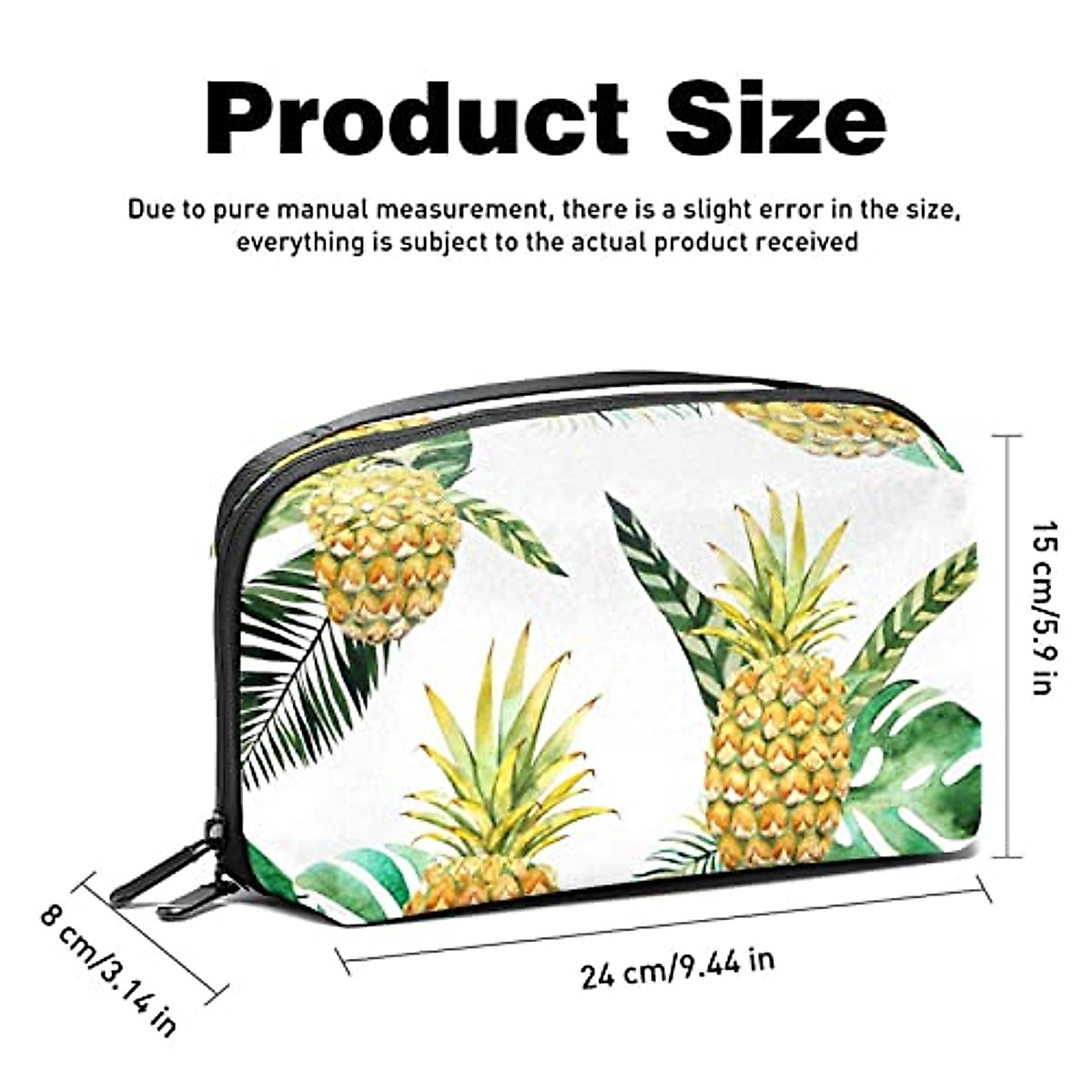 Travel Cord Organizer, Tech Organizer, Electronics Organizer, Cable Organizer Bag, Tropical Fruit Pineapple Palm Leaves Modern
