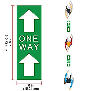 IDJWVU 15Pcs 6" x 18" One Way Directional Arrows Floor Stickers Social Distance Floor Stickers Decal Waterproof PVC Vinyl Safety Distance Floor Sign Markers Commercial Material (Green Background)