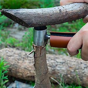 Survival Settlers Tool Hand Bushcraft Auger Drill, Manual Auger Wrench Scotch Eye Wood Drill Bit Outdoor Wood Peg and Hole Maker for Bushcrafting, Survival Wilderness Camping (Brown)