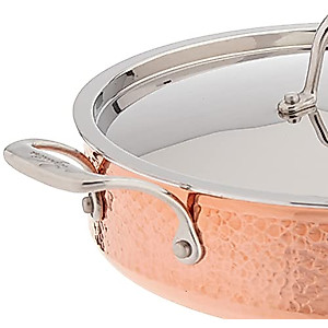 Lagostina Q5544764 Martellata Tri-ply Hammered Stainless Steel Copper Dishwasher Safe Oven Safe Stockpot / Casserolle Cookware, 5-Quart, Copper