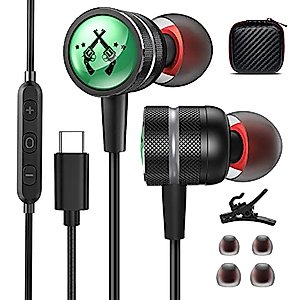 USB C Headphones for Samsung S23 Ultra S22 A53,Type C Headphones with Microphones Magnetic Wired Earbuds Magnetic HiFi Stereo Noise Isolation USB C Headphone for Oneplus 11 10T Pixel 7 Pro 6 6A iPad