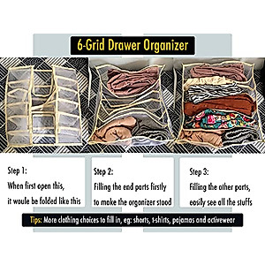 OohuuLife 3 Set Collapsible Cabinet Closet Organizer Storage Boxes Bra Organizer Socks and Underwear Drawer Divider, Cream