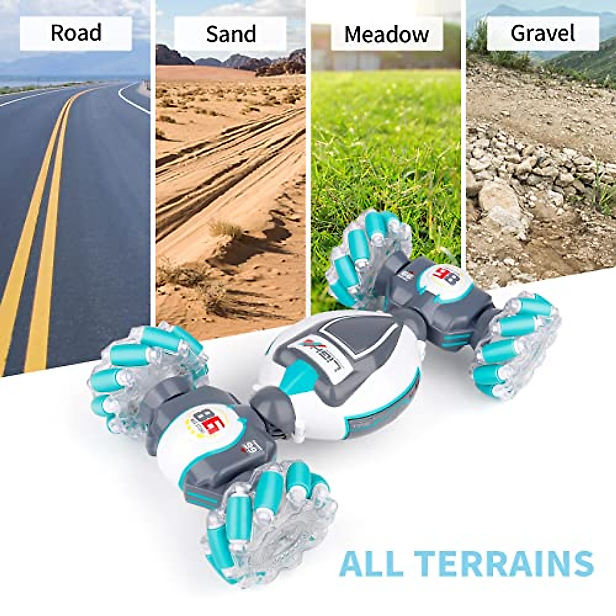 Gesture Sensing RC Stunt Car Toys for 6-12 yr Boys&Girls - Best Birthday Gifts for Kids, 2.4Ghz H&Controlled Remote Control Twist Cars, PREPOP 4WD Transform Off Road for Rotating