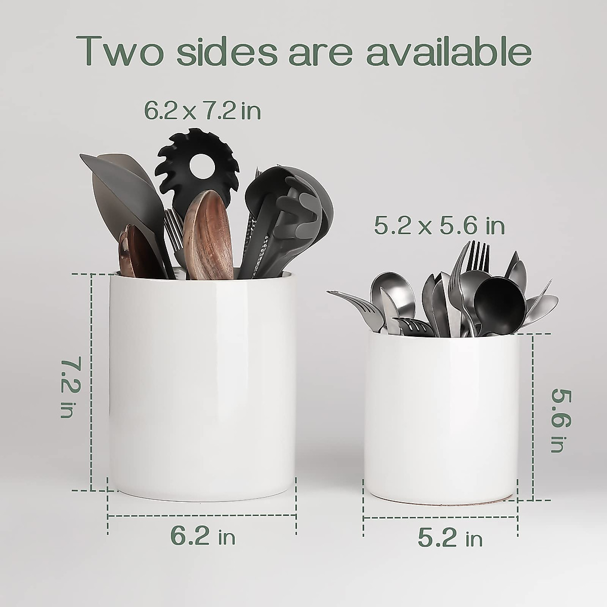 DOWAN Kitchen Utensil Holder, Utensil Holder for Countertop, Utensil Crock, Handmade DIY Gifts, Cooking Utensil Holder with Table-Protection Cork Mat, Farmhouse Kitchen Decor, Cream White