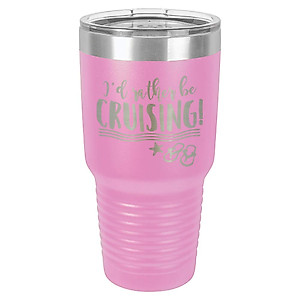I'D RATHER BE CRUISING Light Purple 30 oz Tumbler With Straw and Slide Top Lid | Stainless Steel Travel Mug | Compare To Yeti Rambler