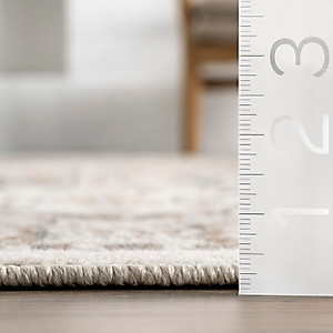 nuLOOM 9x12 Becca Traditional Tiled Area Rug, Beige, Faded Transitional Design, Stain Resistant, For Bedroom, Dining Room, Living Room, Hallway, Office, Kitchen, Entryway