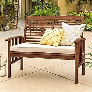 Afuera Living Solid Acacia Wood Patio Loveseat in Dark Brown