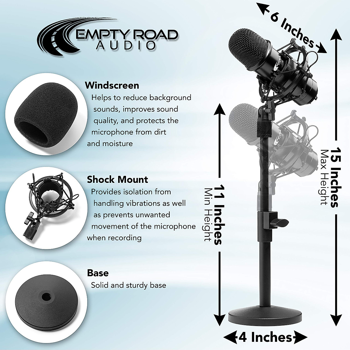 M-900 Condenser XLR Microphone with Desktop Mic Stand Kit - Ideal for Home Recording Studio, Vocal, Singing, Podcast, Gaming, and Streaming - All Metal Construction - Empty Road Audio