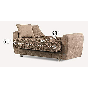 BEYAN Chestnut 2016 Collection Living Room Convertible Storage Loveseat with Storage Space, Includes 2 Pillows, Dark Brown