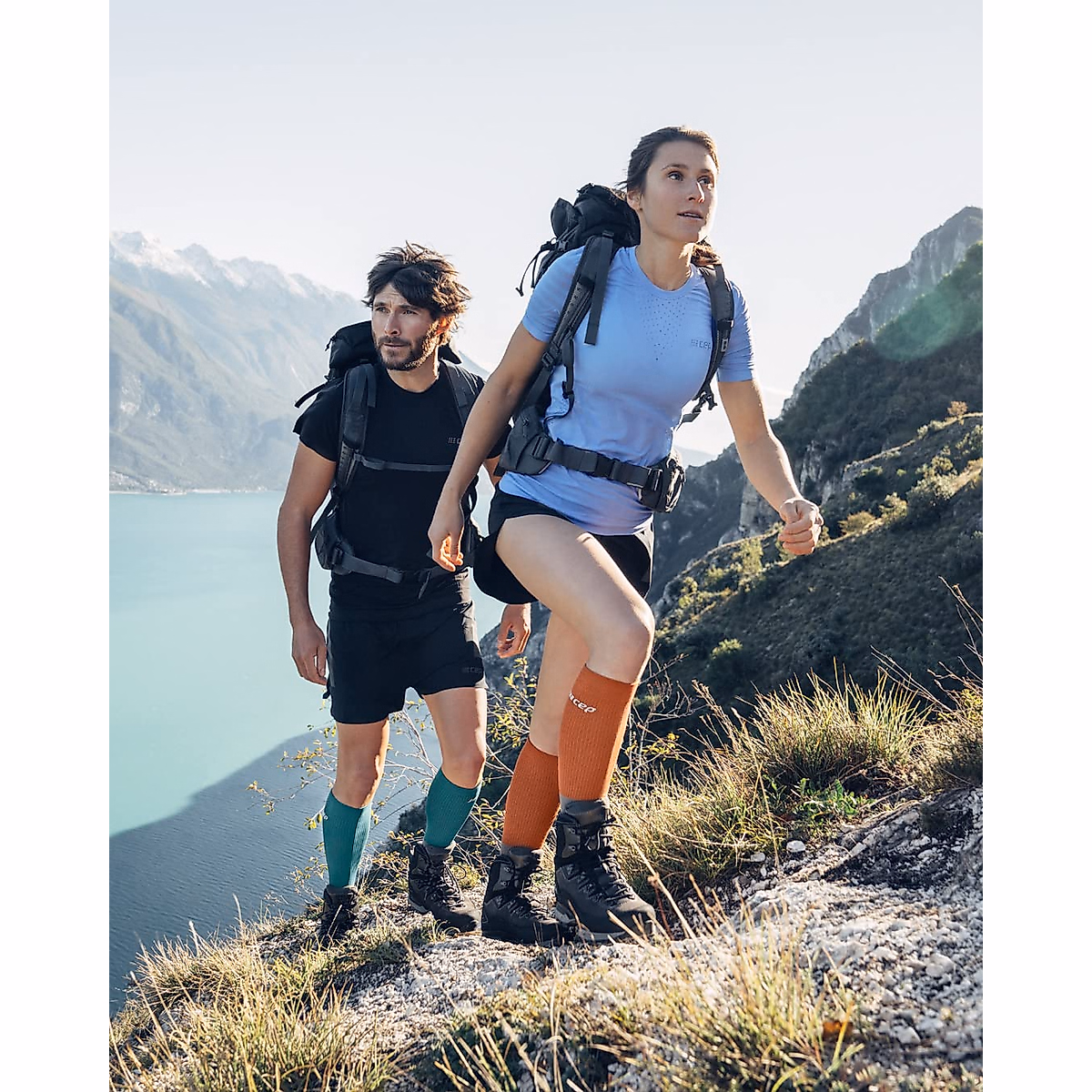 CEP Men's Merino Wool Hiking Tall Knee High Compression Socks, Stonegrey/Grey, Men, III