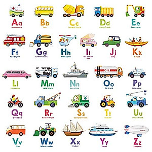 DECOWALL BA-2005N Transport Alphabet Kids Wall Stickers Wall Decals Peel and Stick Removable Wall Stickers for Kids Nursery Bedroom Living Room