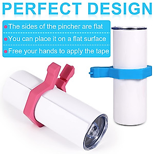 2 Pack Sublimation Tumblers Pinch Tool, Silicone Cup Clip for 20 Oz Sublimation Blanks Tumblers Skinny Straight Pinch Tumbler Clamp Grip Tool for Sublimation Paper and Tumblers (Blue, Pink)