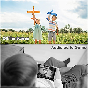 17.5" Large Airplane Toys with Launcher, 2 Flight Modes LED Light Foam Glider Planes, Outdoor Flying Toys for Kids Xmas Birthday Gifts for 4 5 6 7 8 9 10 Year Old Boys Girls (2 Pack)