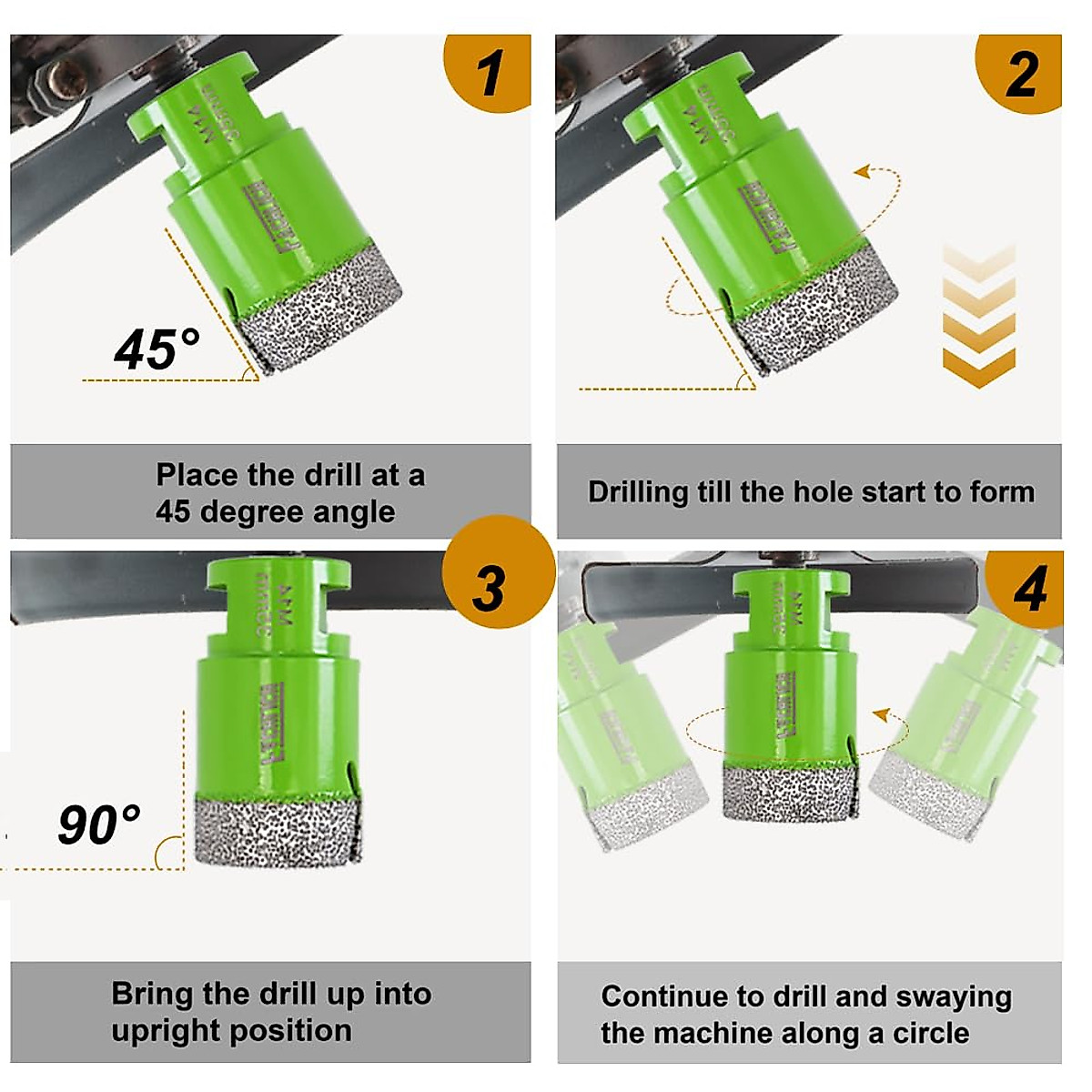 FACHLICH Diamond Core Drill Bit - 5" Tile Hole Saw 127mm Granite Core Bit for Porcelain Tile Granite Marble Masonry