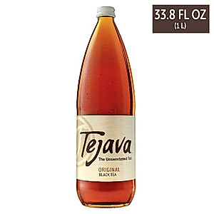 Tejava Original Unsweetened Black Iced Tea, 12 Pack, 1 Liter Glass Bottles, Non-GMO, Kosher, No Sugar or Sweeteners, No calories, No Preservatives, Brewed in Small Batches