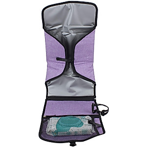 BODHI Baby Portable Water Resistant Diaper Changing Pad & Diaper Changing Kit Travel Bag Baby Station On The Go, Purple Chambray