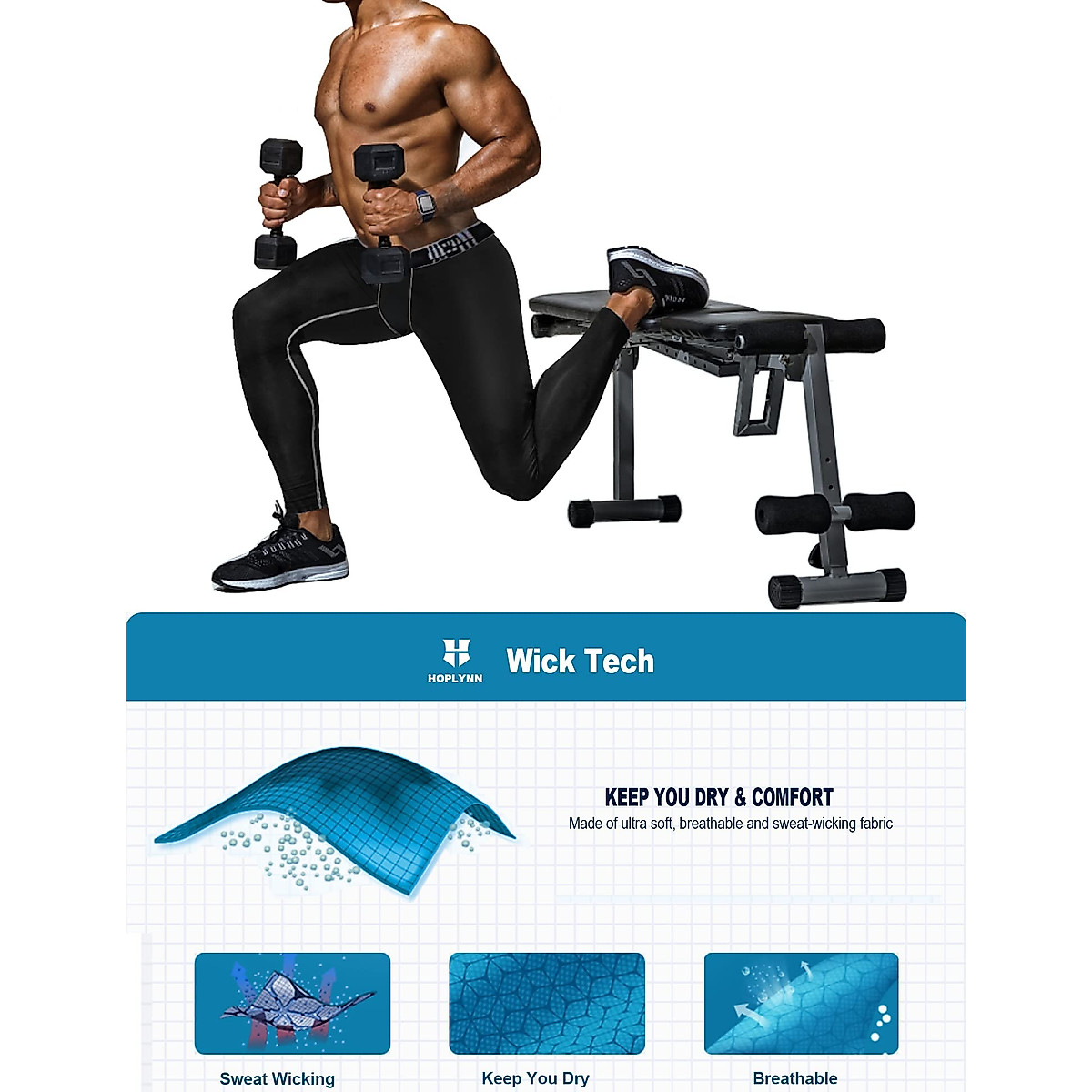 HOPLYNN 4 Pack Compression Pants Tights Leggings Men, Winter Baselayer for Running Workout Sports Yoga-2 Black 1 Grey 1 Blue-2XL