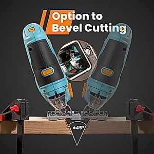 7.2AMP(850W) Jig Saw, GoGonova 6 Variable Speeds Jigsaw, 4-Stage Orbital Function, ±45° Bevel, Jig Saw Tool Kit with Wood Cutter Blades, Laser Guide (LED), Scale Ruler, Dust Blowing